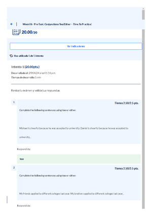 ️ Week 05 - Pre-Task: Grammar Unit 1 - Time to Practice 1! - Nota 19/ ...