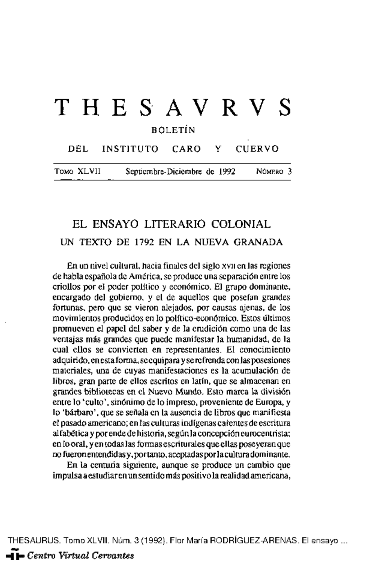 El ensayo literario colonial: Un texto de 1792 en la Nueva Granada (TH ...