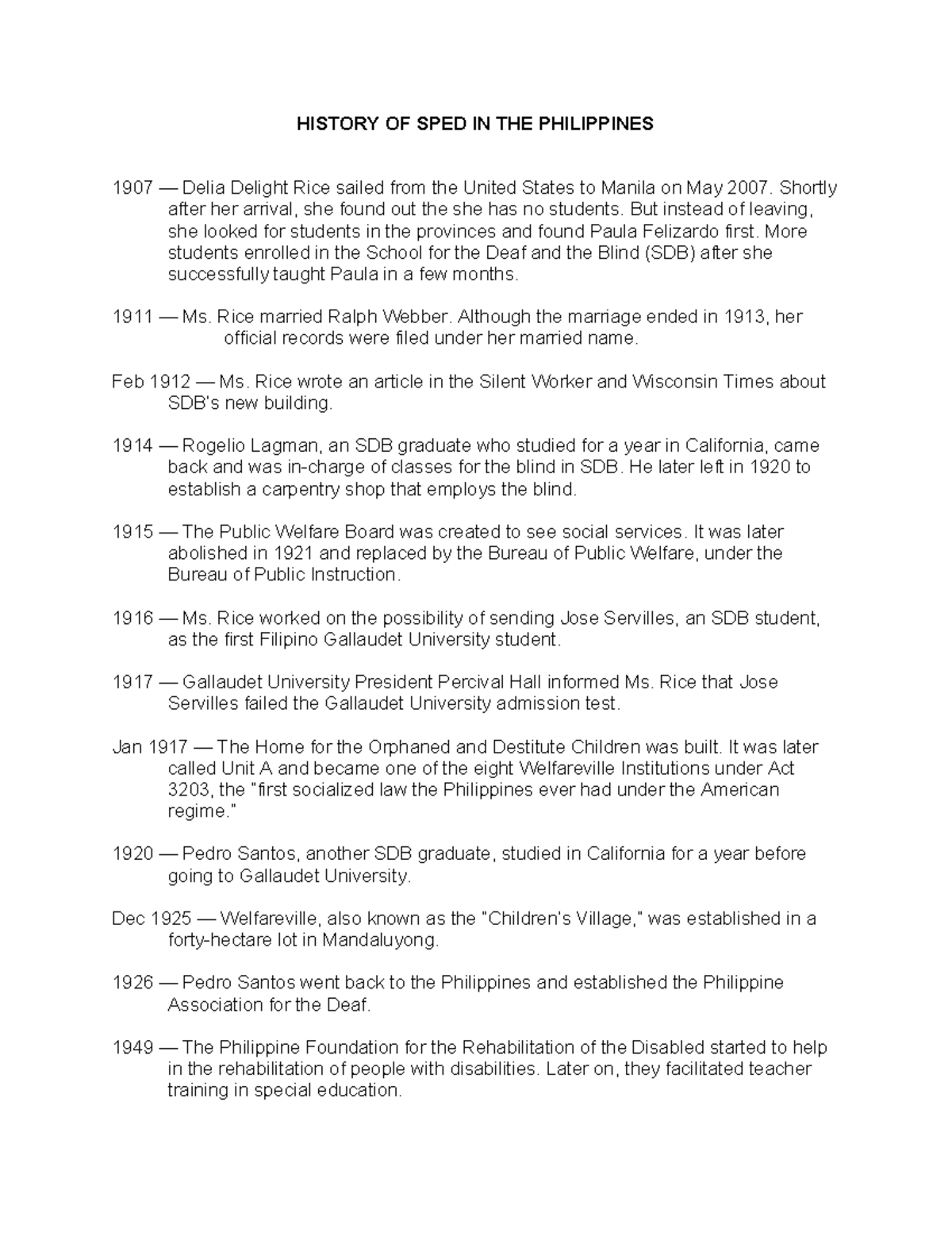 History of Special Education (SPED) in the Philippines: Key Milestones ...