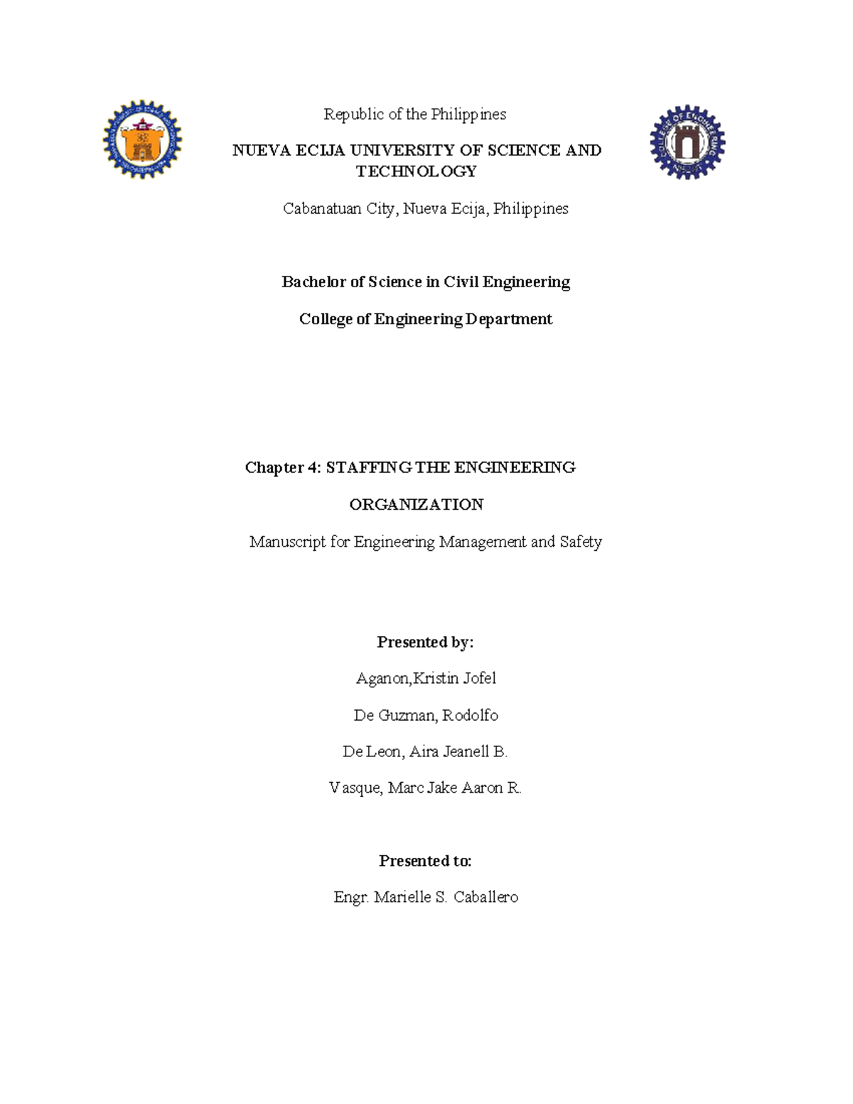 Chapter 4: Staffing the Engineering Organization (ENG 101) - Studocu