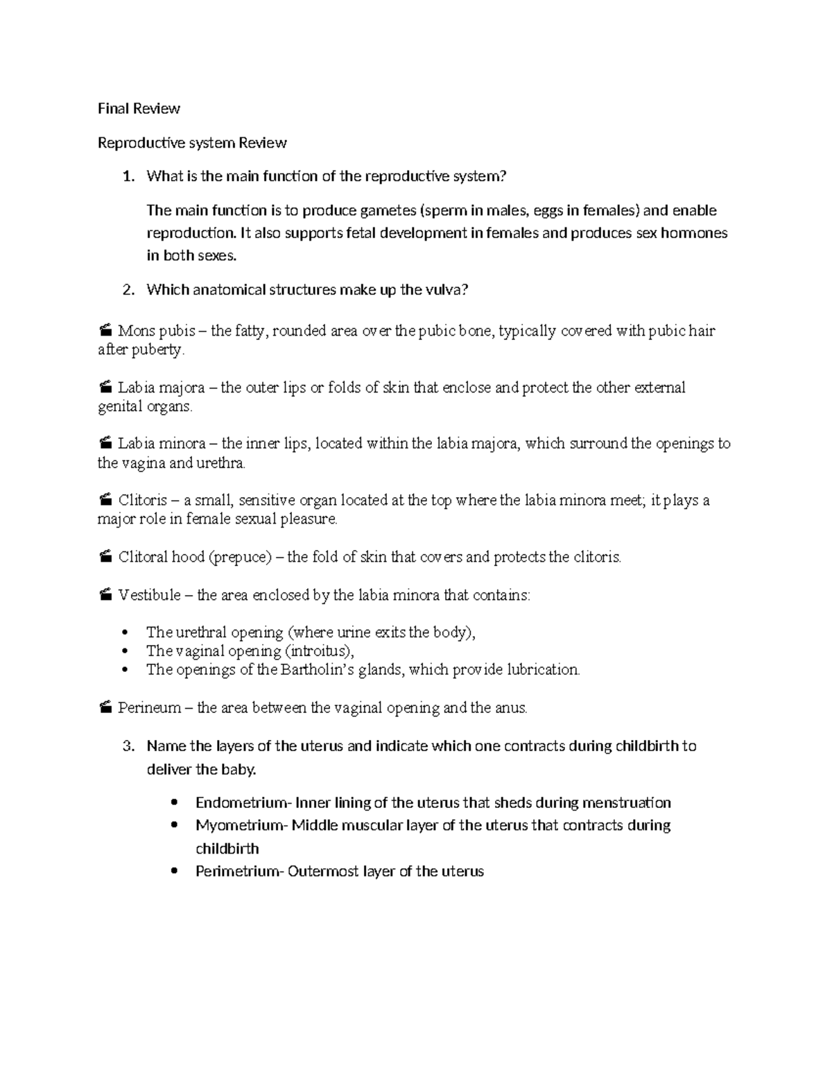 Final Review for Bio 202: Reproductive, Respiratory, Digestive, and ...