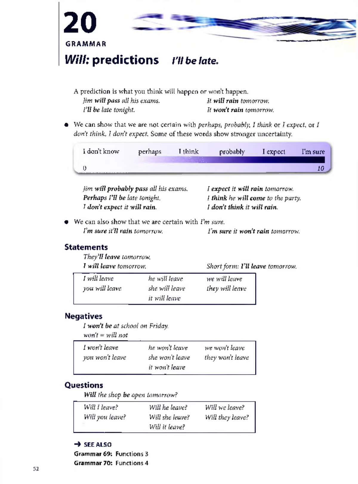 Grammar 20: Will - Predictions and Promises (Elementary English) - Studocu