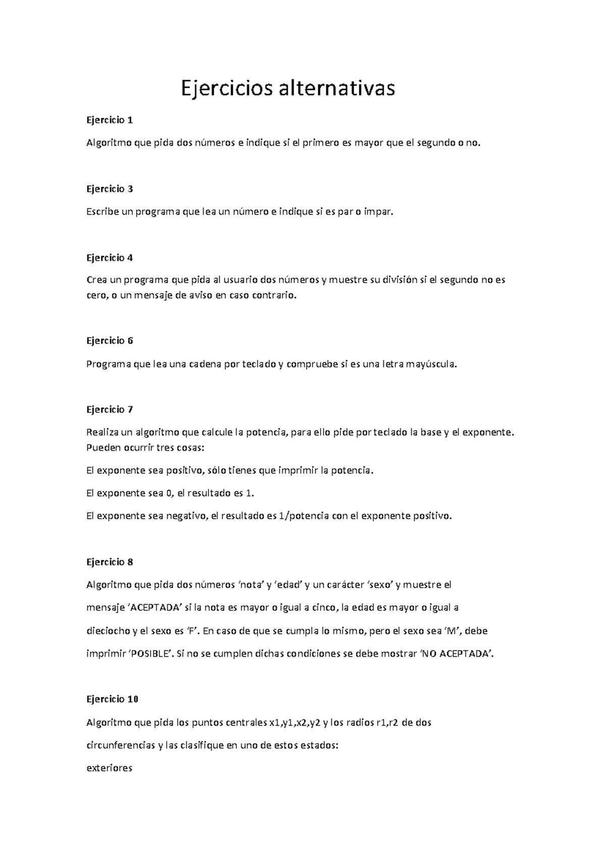 Ejercicios de Algoritmos y Programación - Curso de Algoritmo AP101 - Studocu