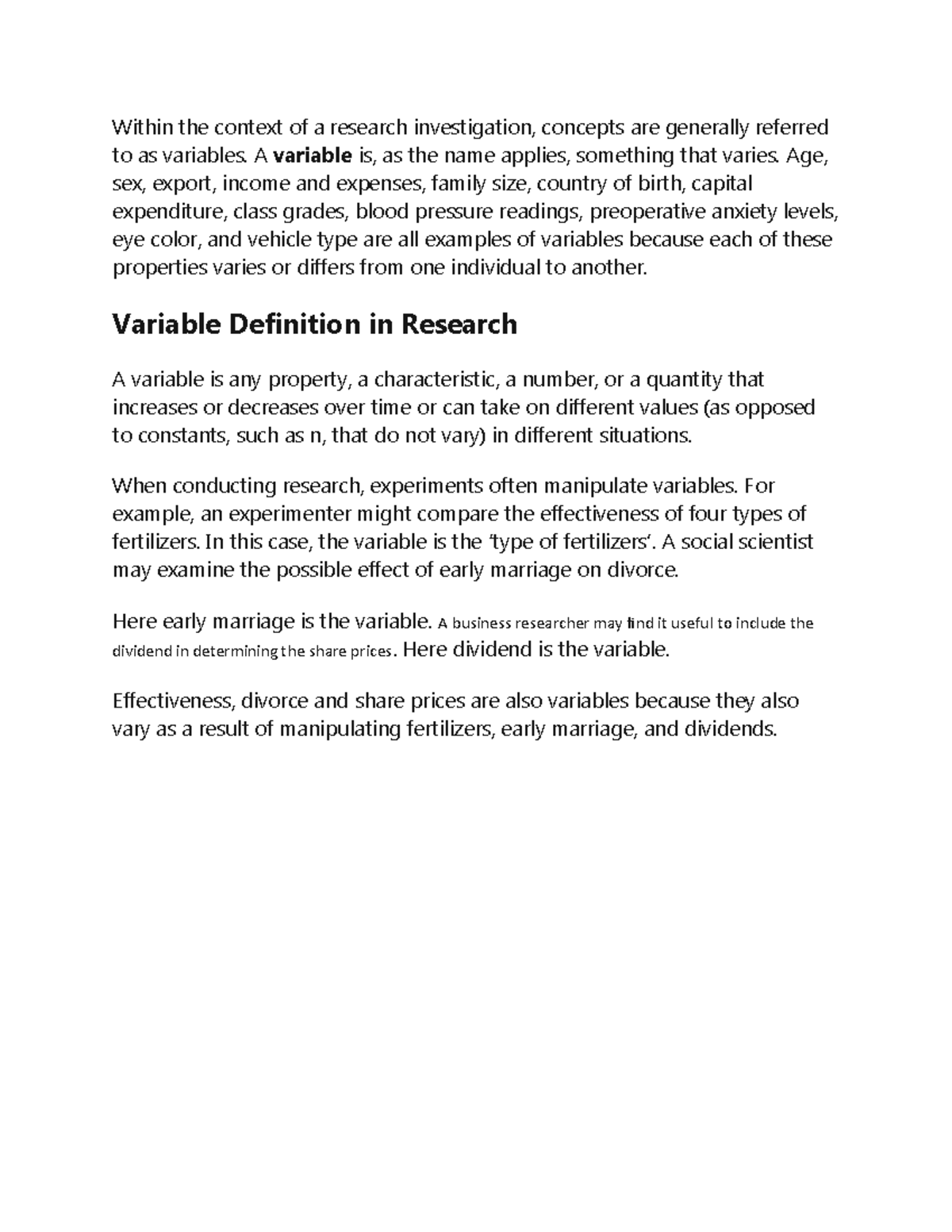 Understanding Variables: Types and Definitions in Research (501948958 ...