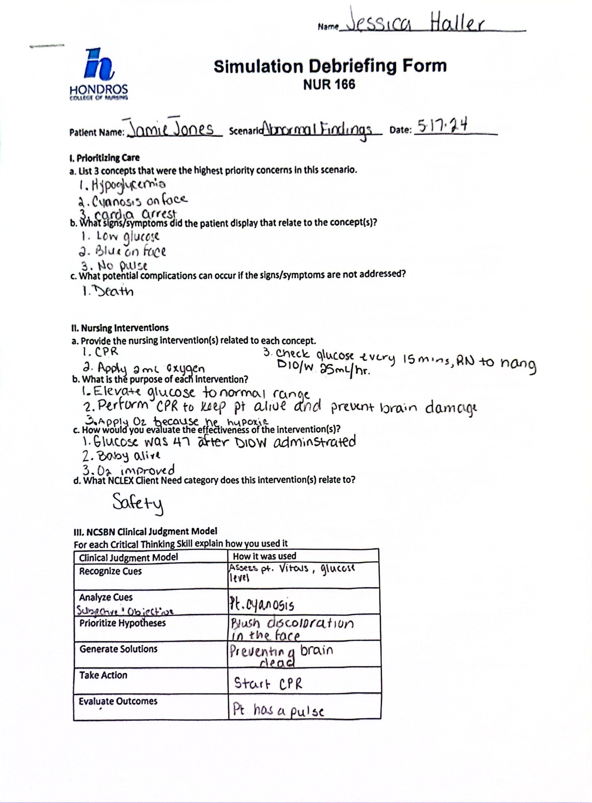 Cam Scanner 05-19-2024 21 - Name Jessica Haller Simulation Debriefing ...