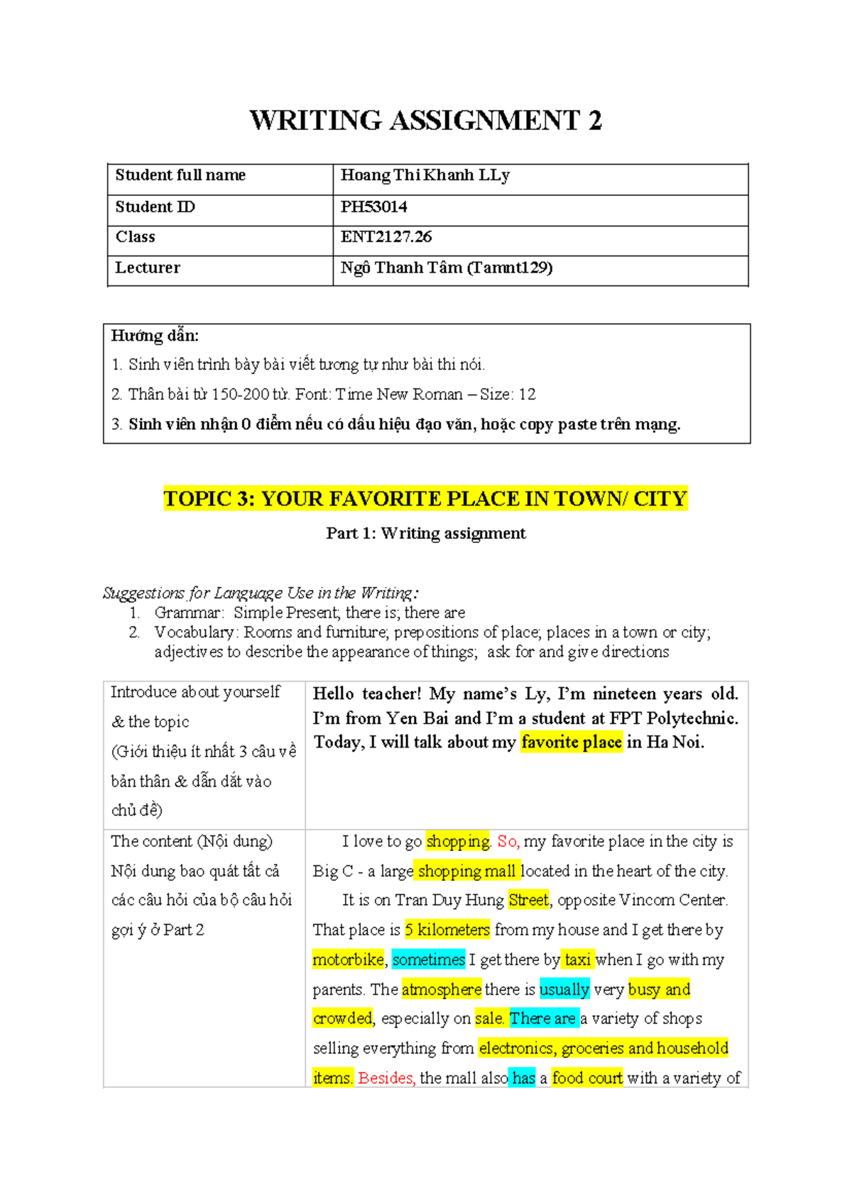 Topic 3- Assignment 1 ENT2127.26 PH53014 Hoàng Thị Khánh Ly - WRITING ...