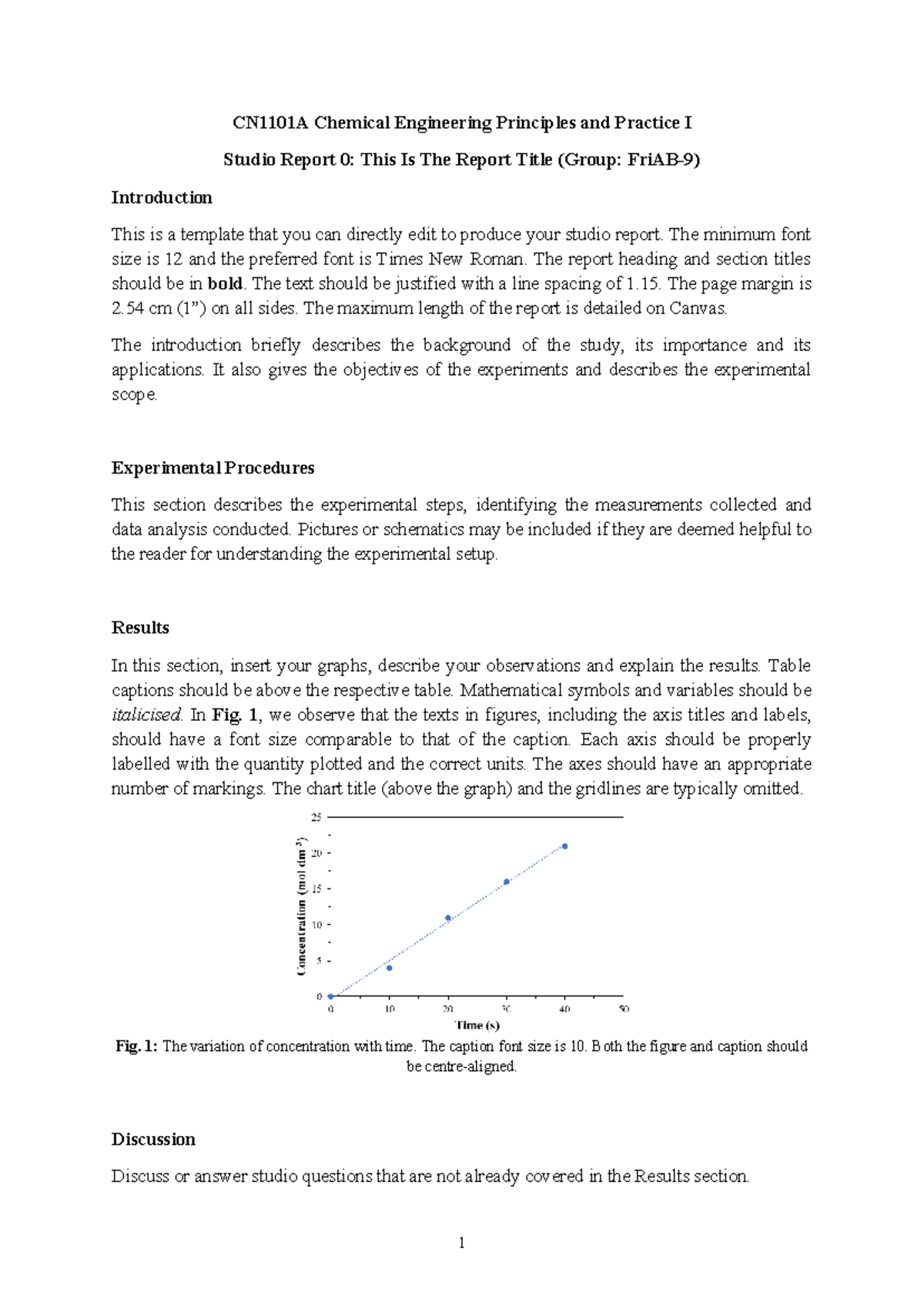 CN1101A Studio Report Template for Chem Eng Principles - Studocu