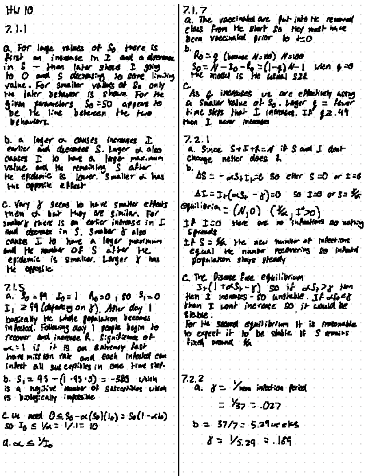 Math Modeling - HW10: Epidemic Dynamics and Vaccination Effects - Studocu