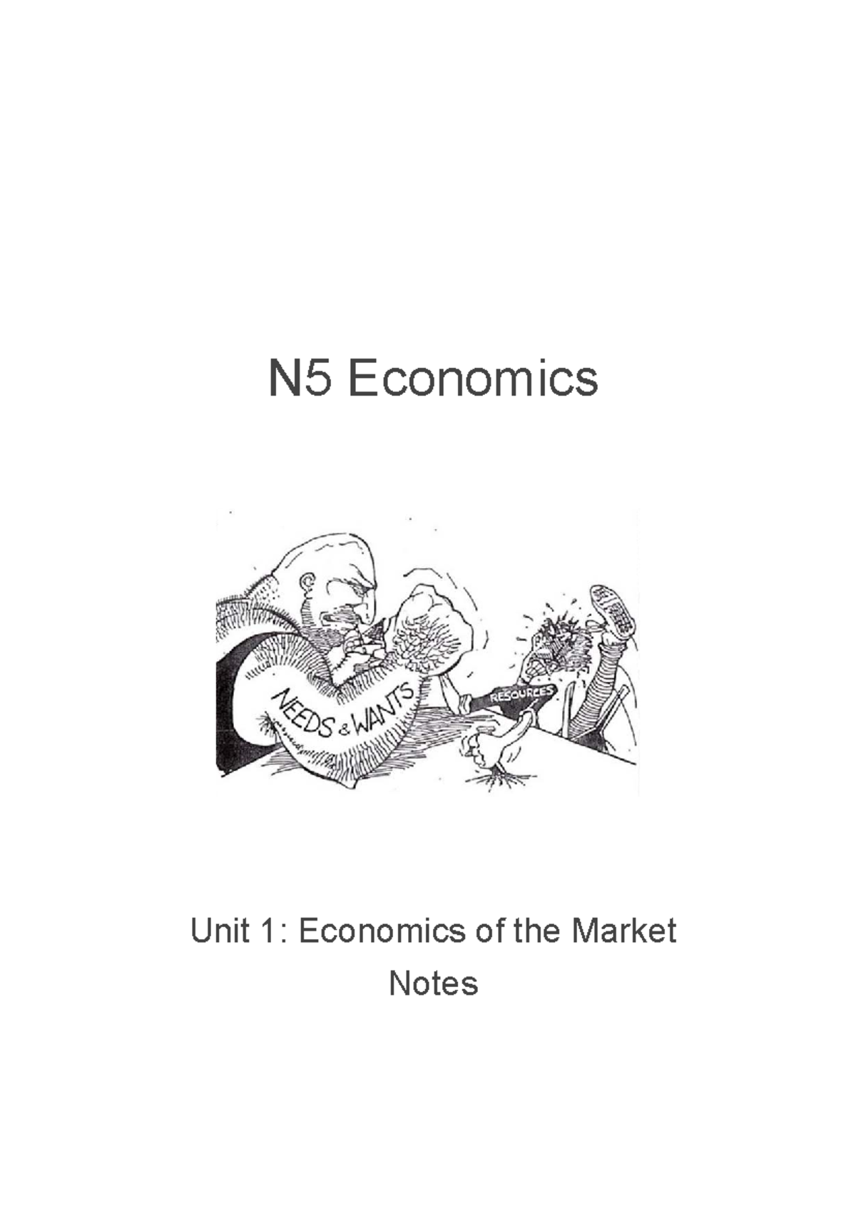 N5 Economics Unit 1: Market Economics and Basic Economic Problems Notes ...