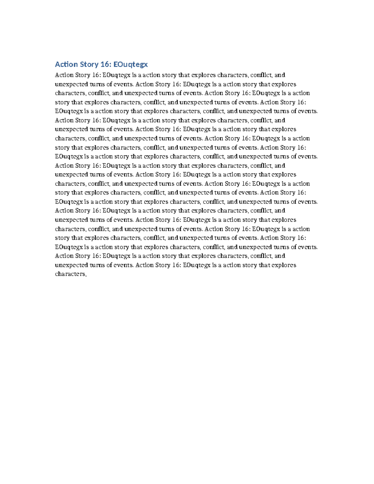 Action Story 16: Exploring Characters and Conflicts - Studocu