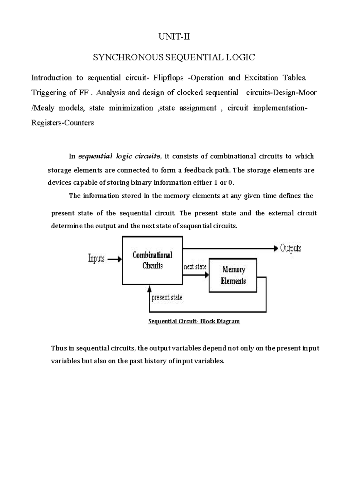 UNIT 2 - Synchronous Sequential Logic Circuits and Flip-Flops - Studocu