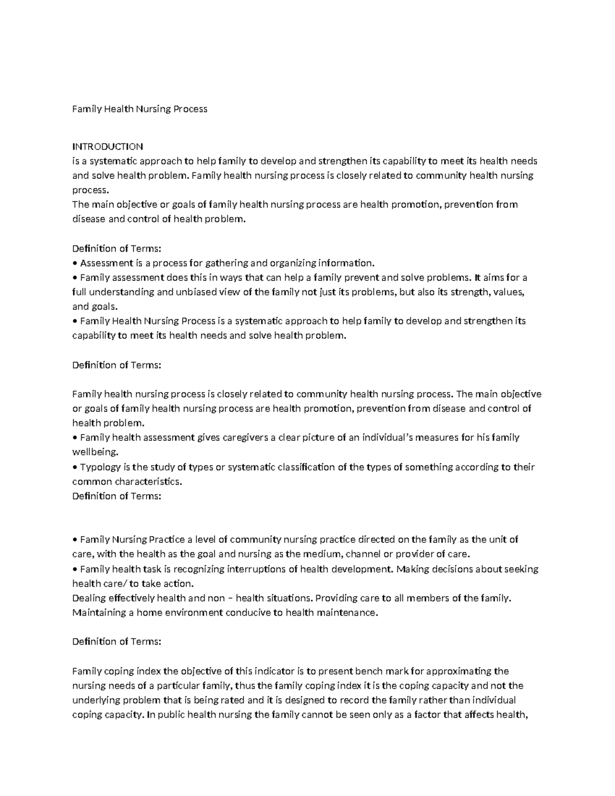 Family Health Nursing Process: Comprehensive Assessment and Strategies ...