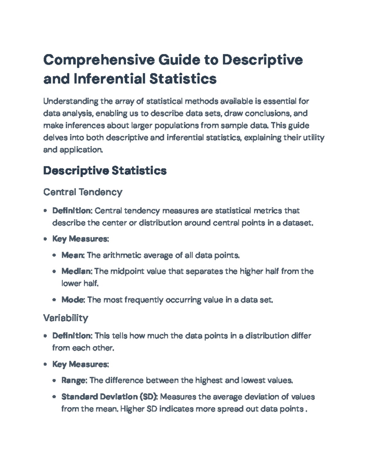 Comprehensive Guide to Descriptive & Inferential Statistics - Comprehensive Guide to Descriptive ...