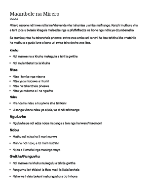 [Solved] Tshivenda who wrote book of sonethe - Tshivenda - Home Language - Mandatory - Studocu