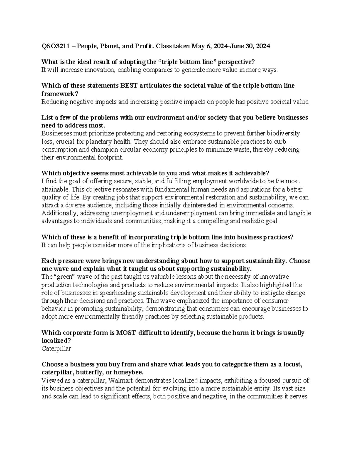 QSO321 Module 1-1 Triple Bottom Line Insights & Impacts - May 2024 ...