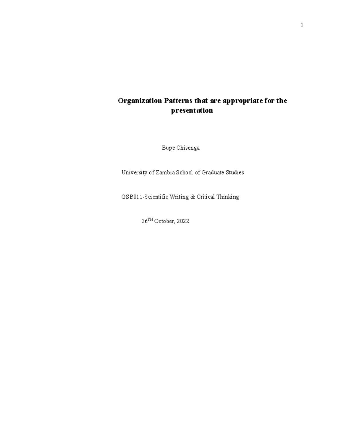 Organization Patterns that are appropriate for the presentation ...