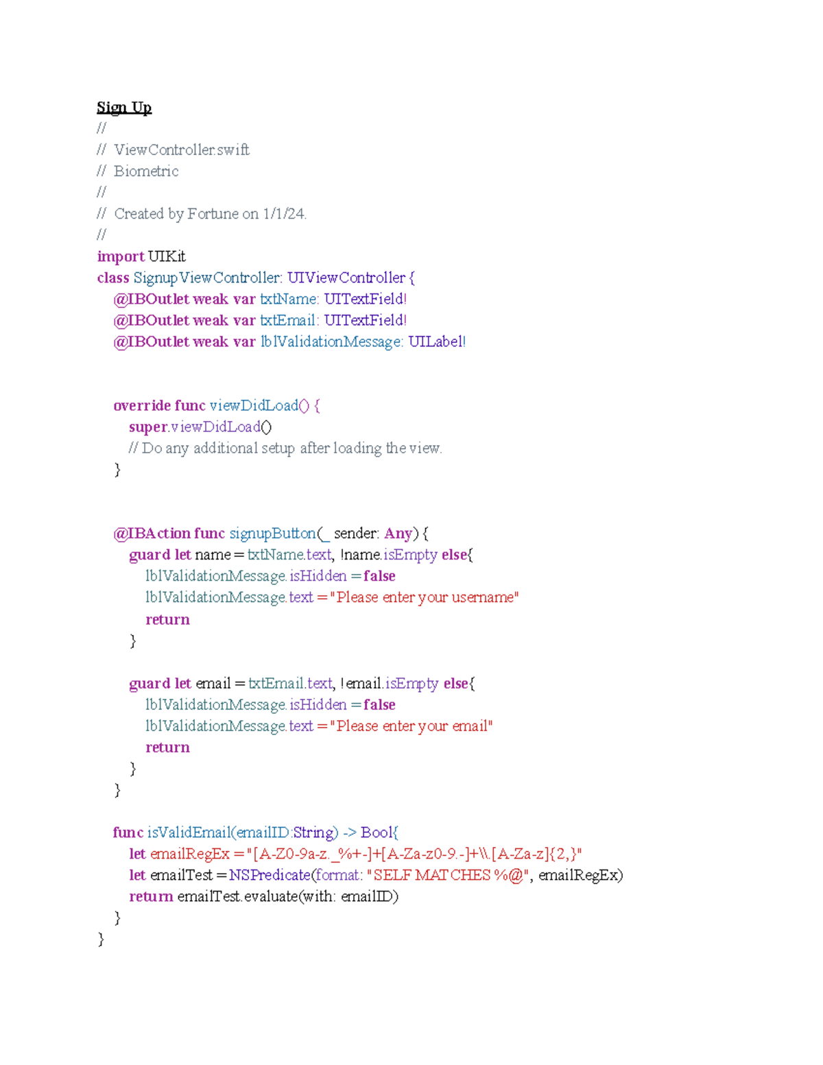 Cs 4405 unit 7 learning journal-2 - Sign Up // // ViewController // Biometric // // Created by ...