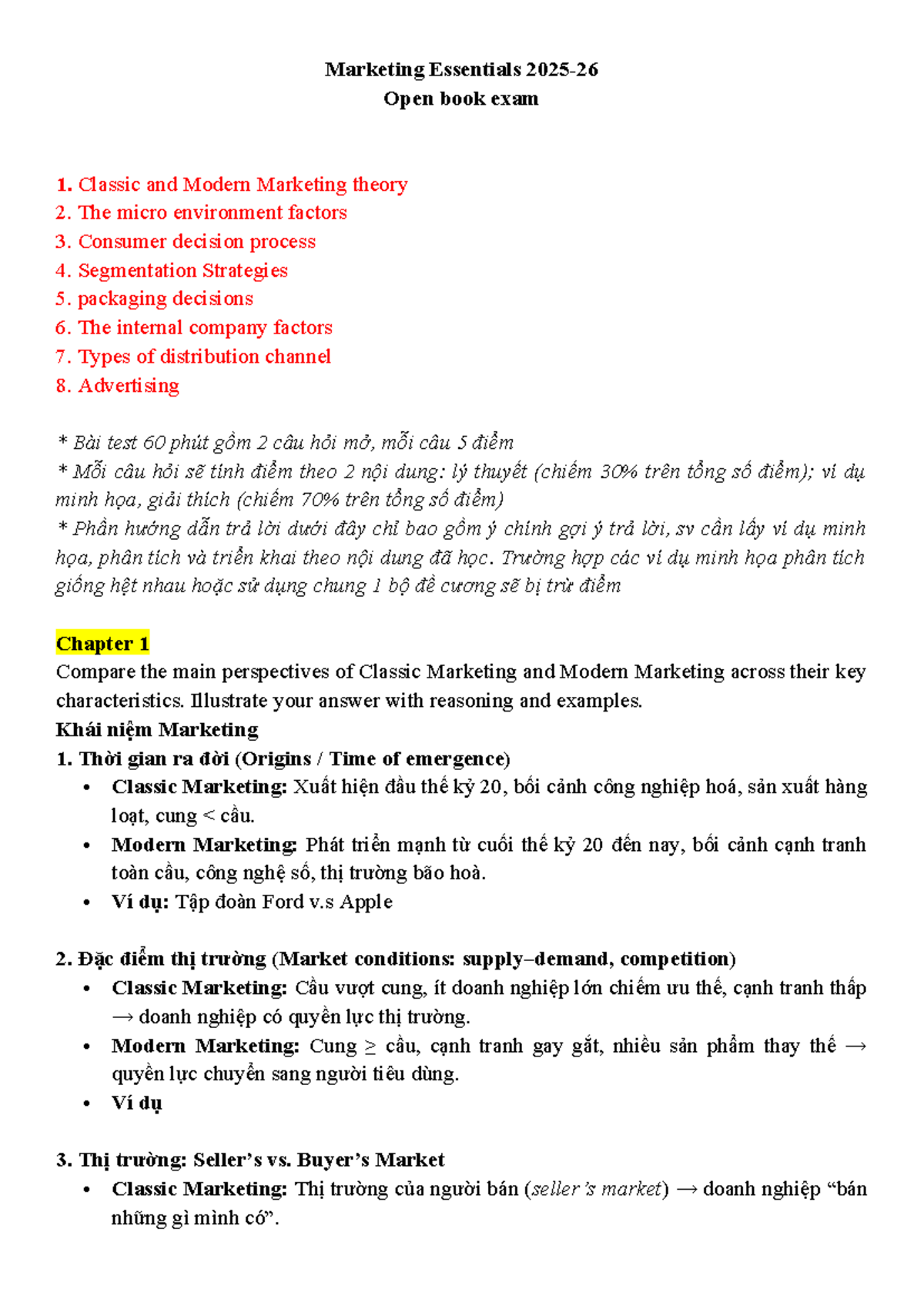Marketing Essentials Open Book Exam: Key Concepts & Strategies - Studocu