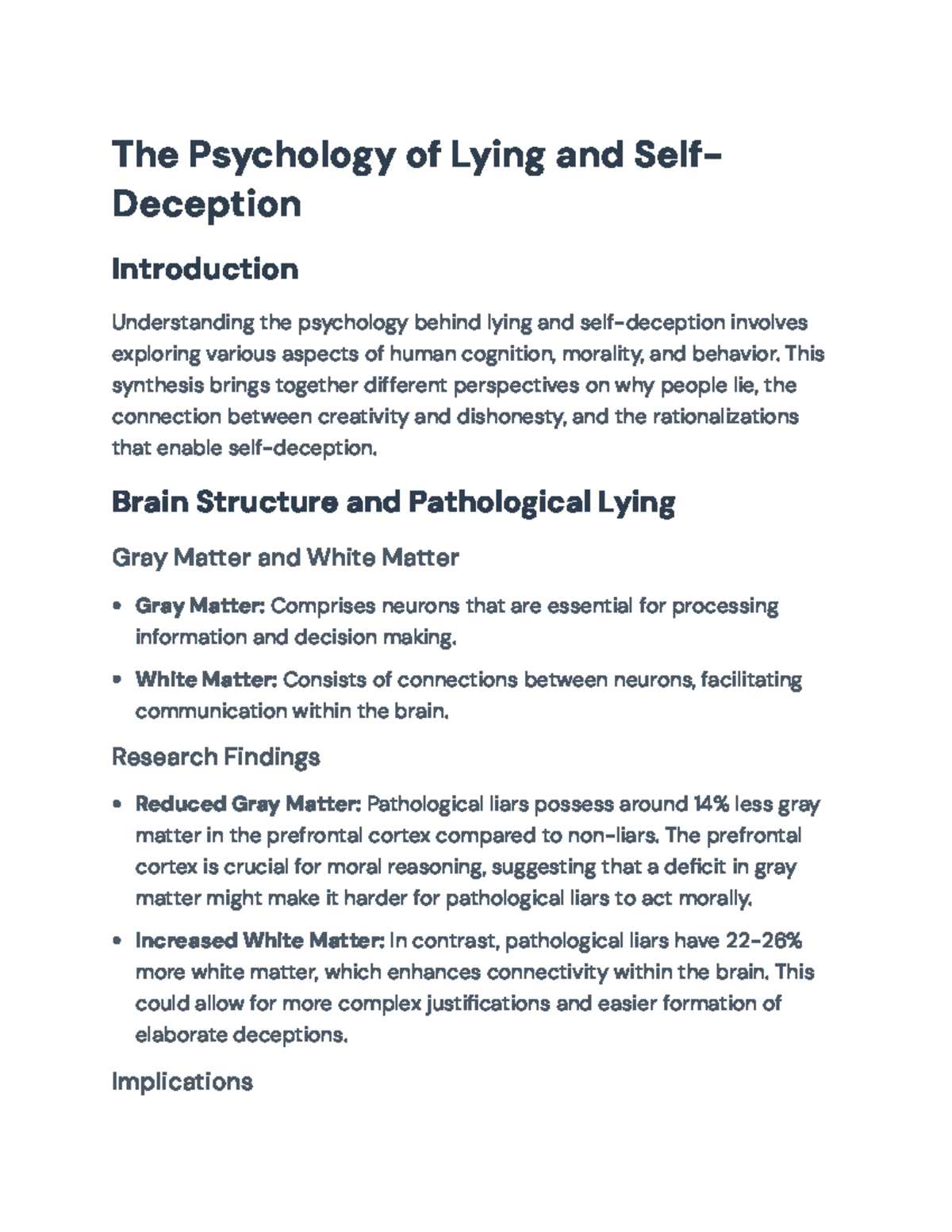 The Psychology of Lying and Self-Deception: Cognitive and Neural ...