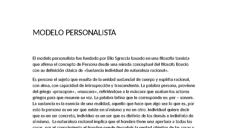 Apunte sobre Bioética Personalista: Fundamentos y Principios - Studocu