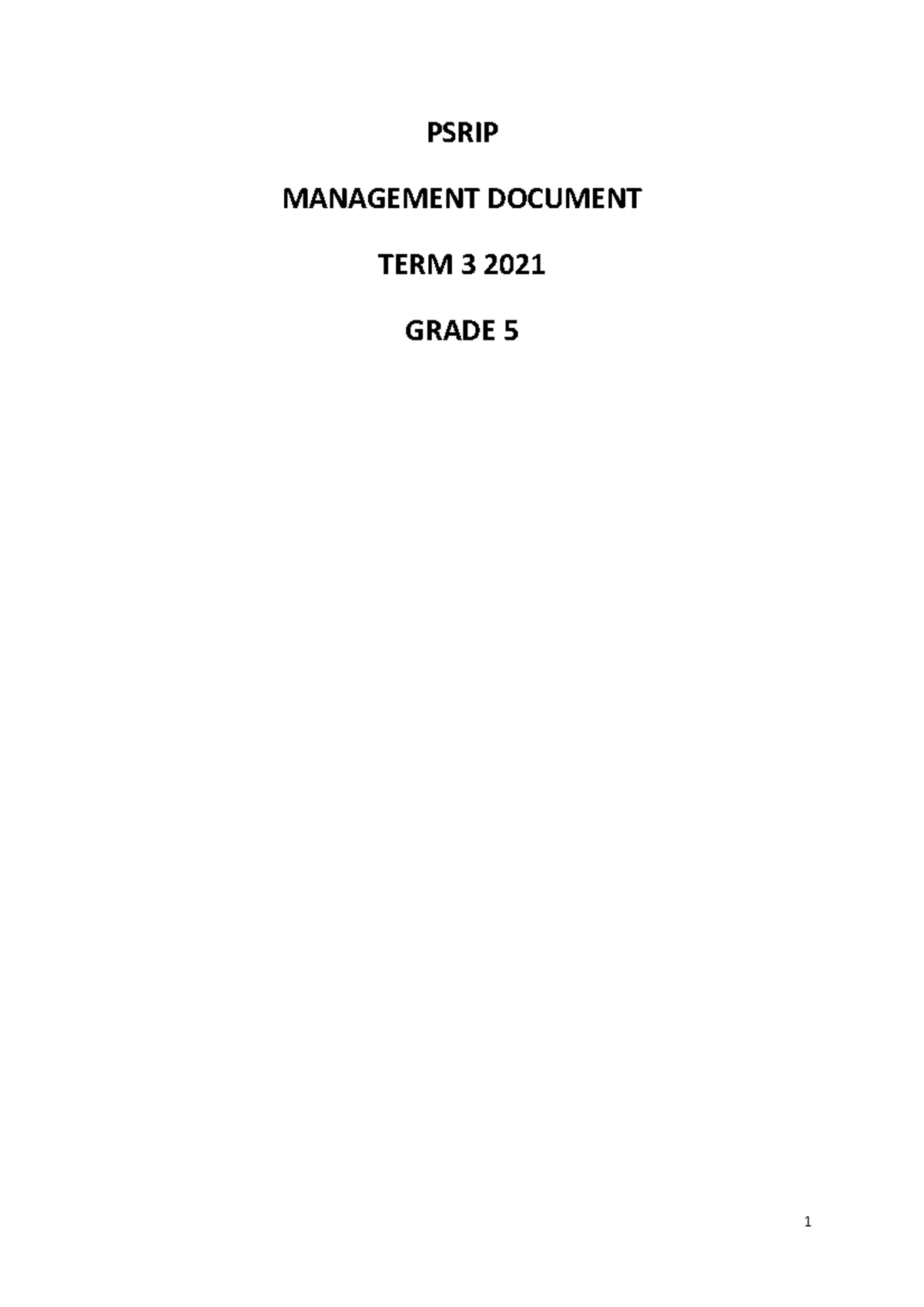 Grade 5 Term 3 2021 PSRIP EFAL Management Overview - Studocu