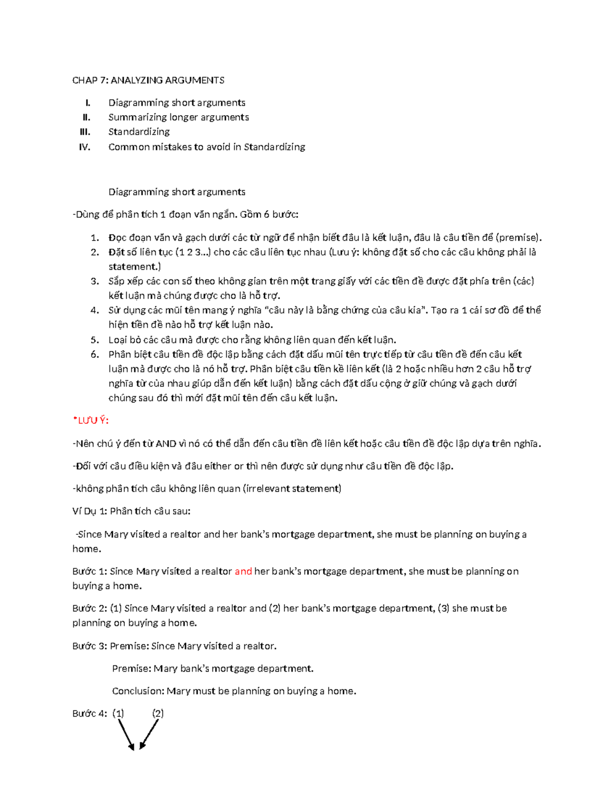 Critical thinking CHAP-7-8-11 - CHAP 7: ANALYZING ARGUMENTS I. Diagramming short arguments II ...