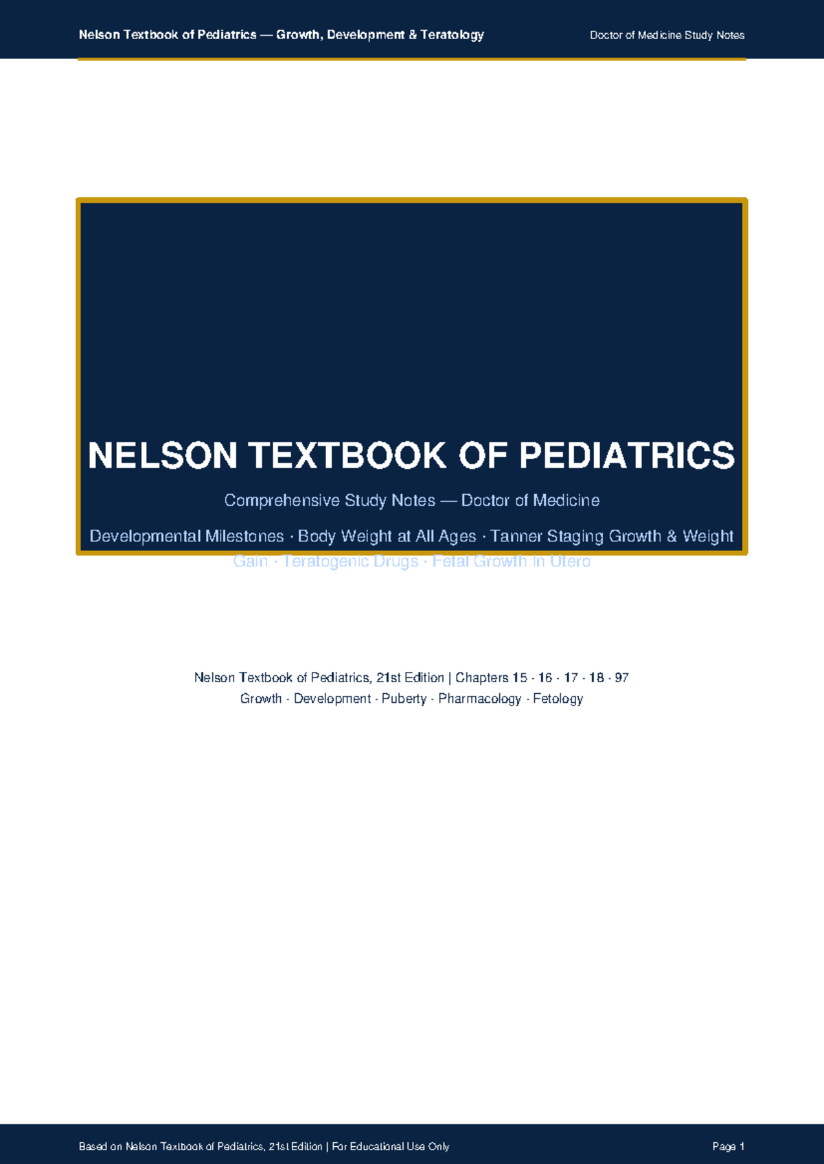 Nelson Textbook of Pediatrics NELSON 21st Ed. Growth & Development ...