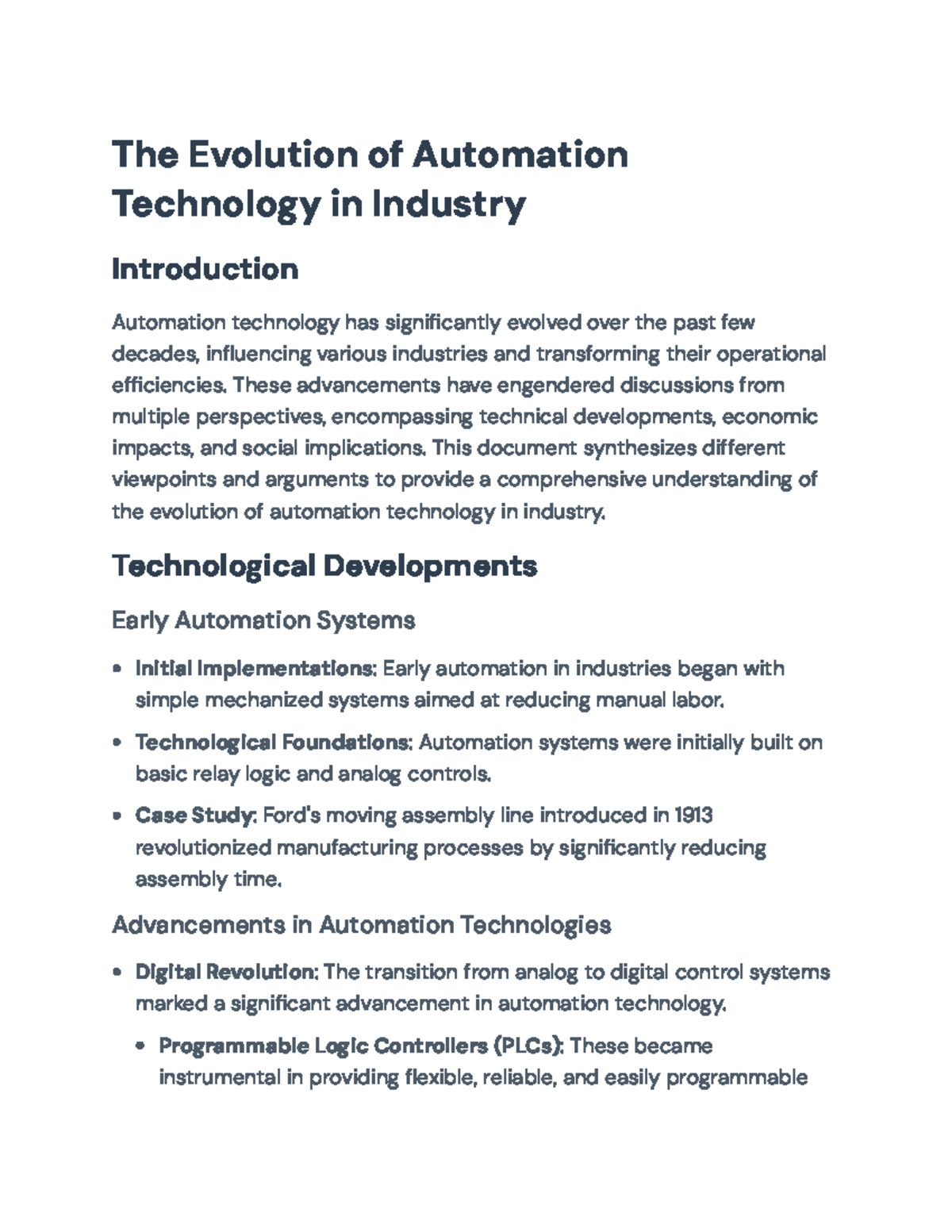 The Evolution of Automation Technology in Industry: Impacts ...