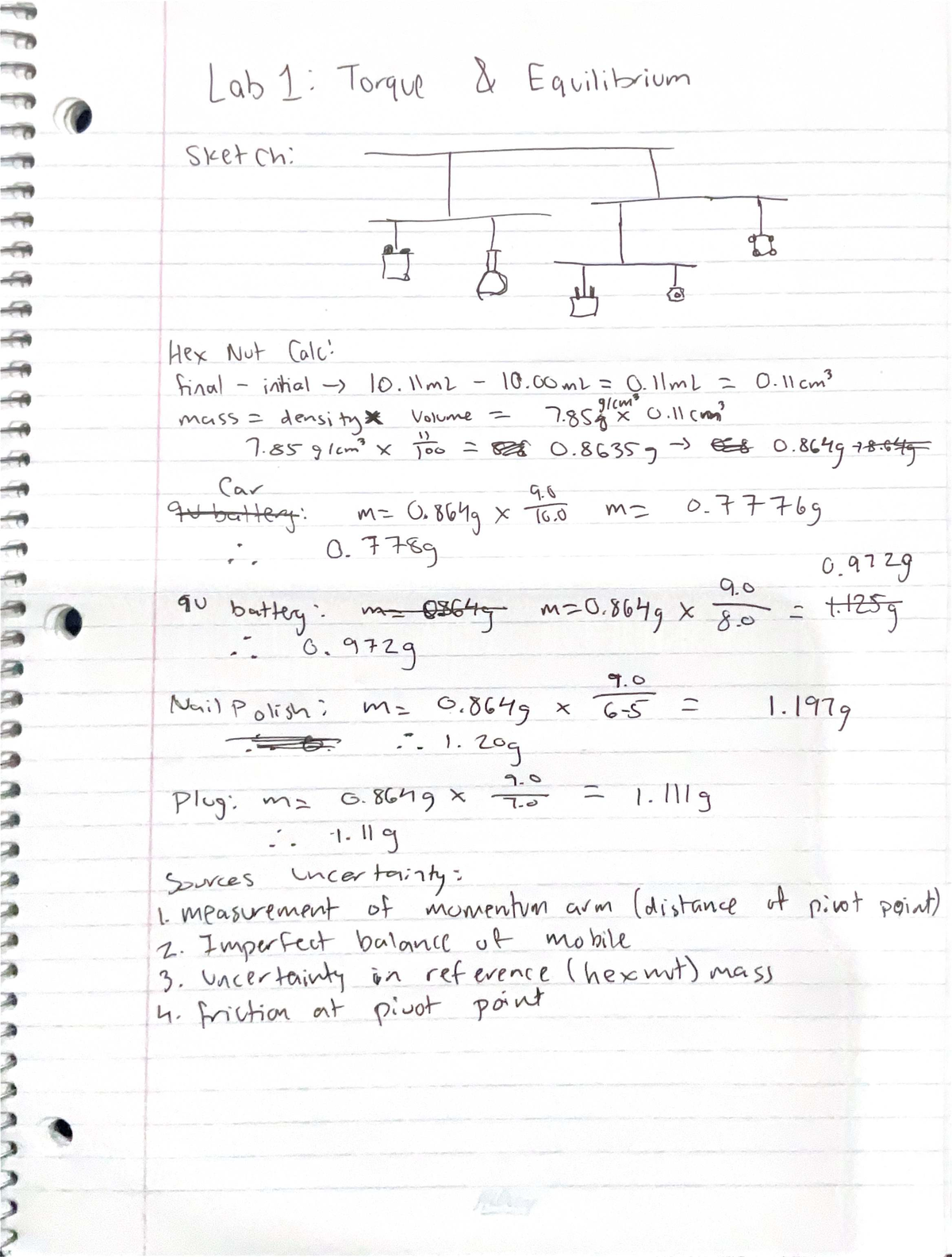 Lab 1: Torque Equilibrium Analysis and Calculations - Studocu