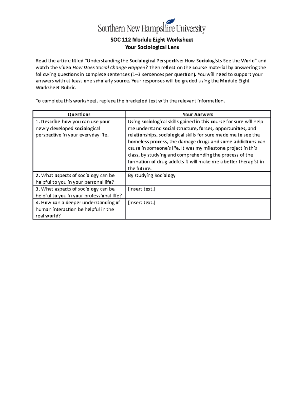 SOC 112 Module Eight Worksheet - SOC 112 Module Eight Worksheet Your ...