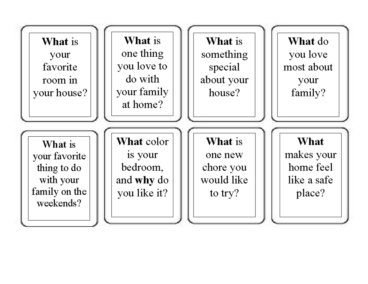 Home Speaking Questions: Family, Chores, and Favorite Spaces - Studocu
