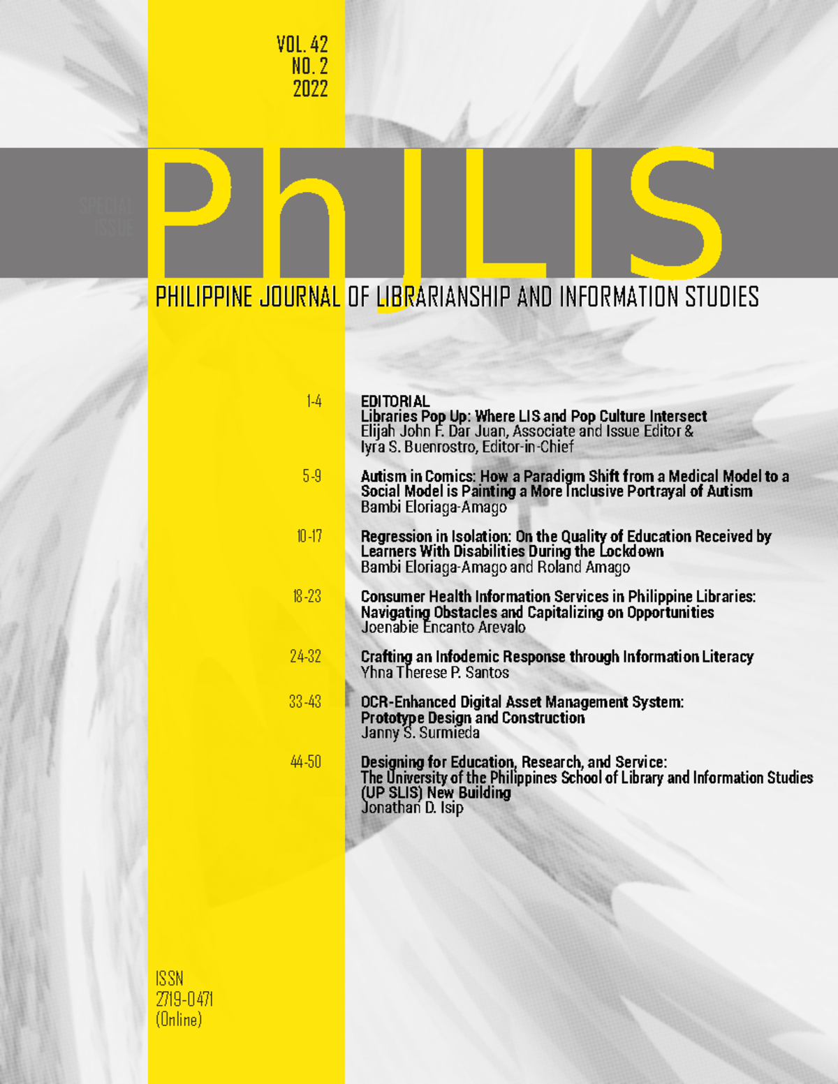 JOURNAL FOR LIBRARY AND INFORMATION SCIENCE STUDENT ORGANIZATION AND ...