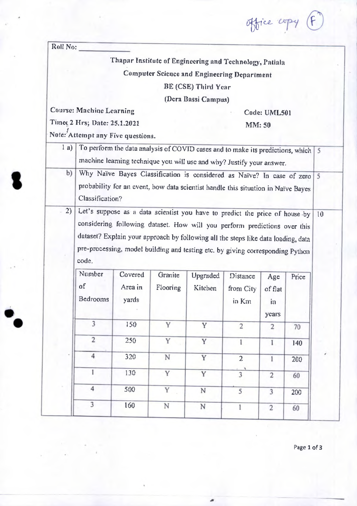 **Machine Learning Concepts and Techniques - UML501 Final Exam** - Studocu
