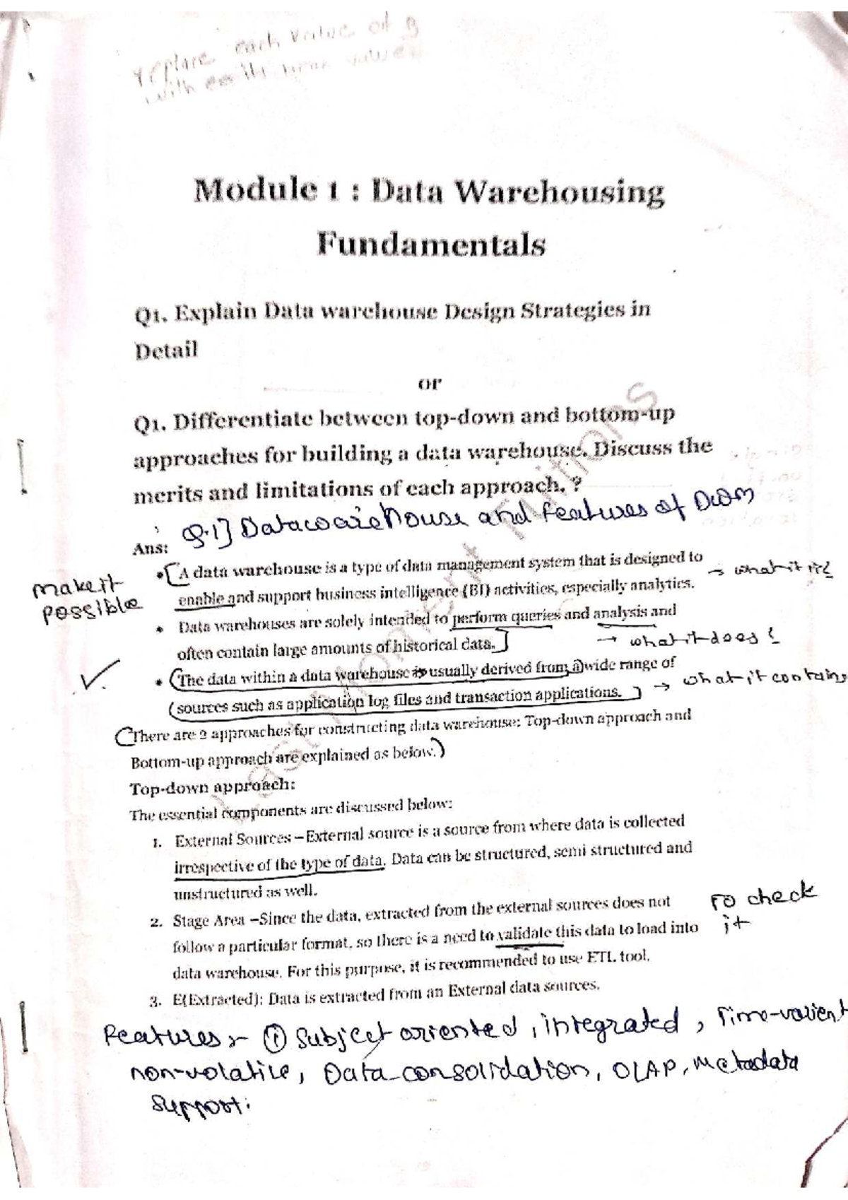 Module 1 & 2: Data Warehousing & Mining Strategies Explained - Studocu