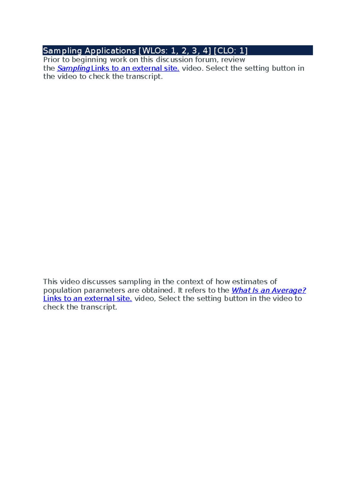 MAT232 Week 1 Discussion: Exploring Sampling Applications and ...