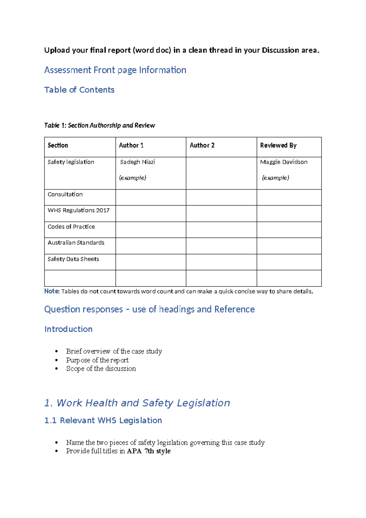 PUBH3017 Final Report Template for Occupational Health & Safety ...
