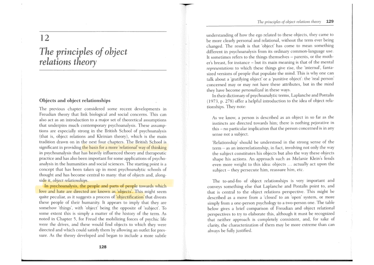 Object relations theory-Stephen Frosch - The principles of object ...