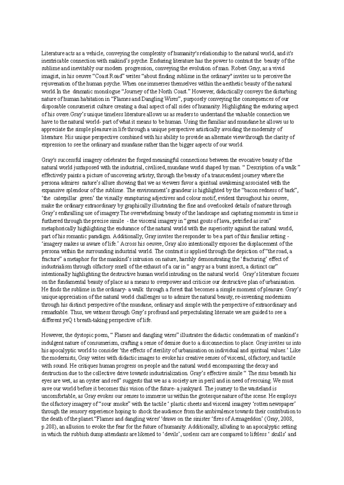 Band 6 “Past The Shallows” HSC Essay - Human experiences are varied and ...