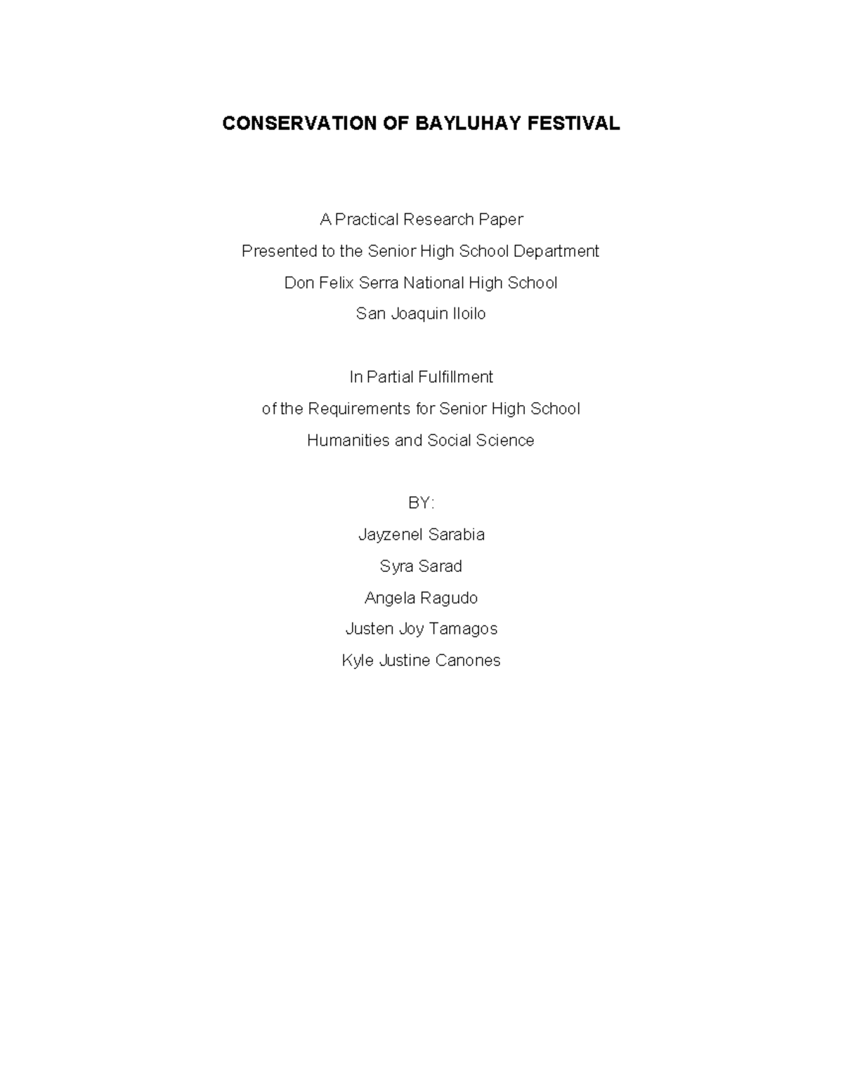 Conservation of Bayluhay Festival: A Study on Cultural Heritage ...