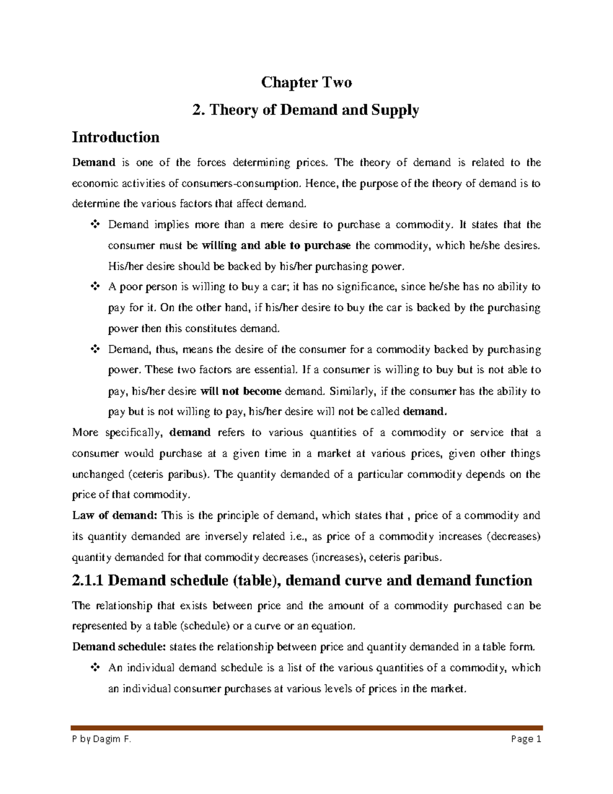 Chapter 2: Theory of Demand and Supply Analysis - Studocu