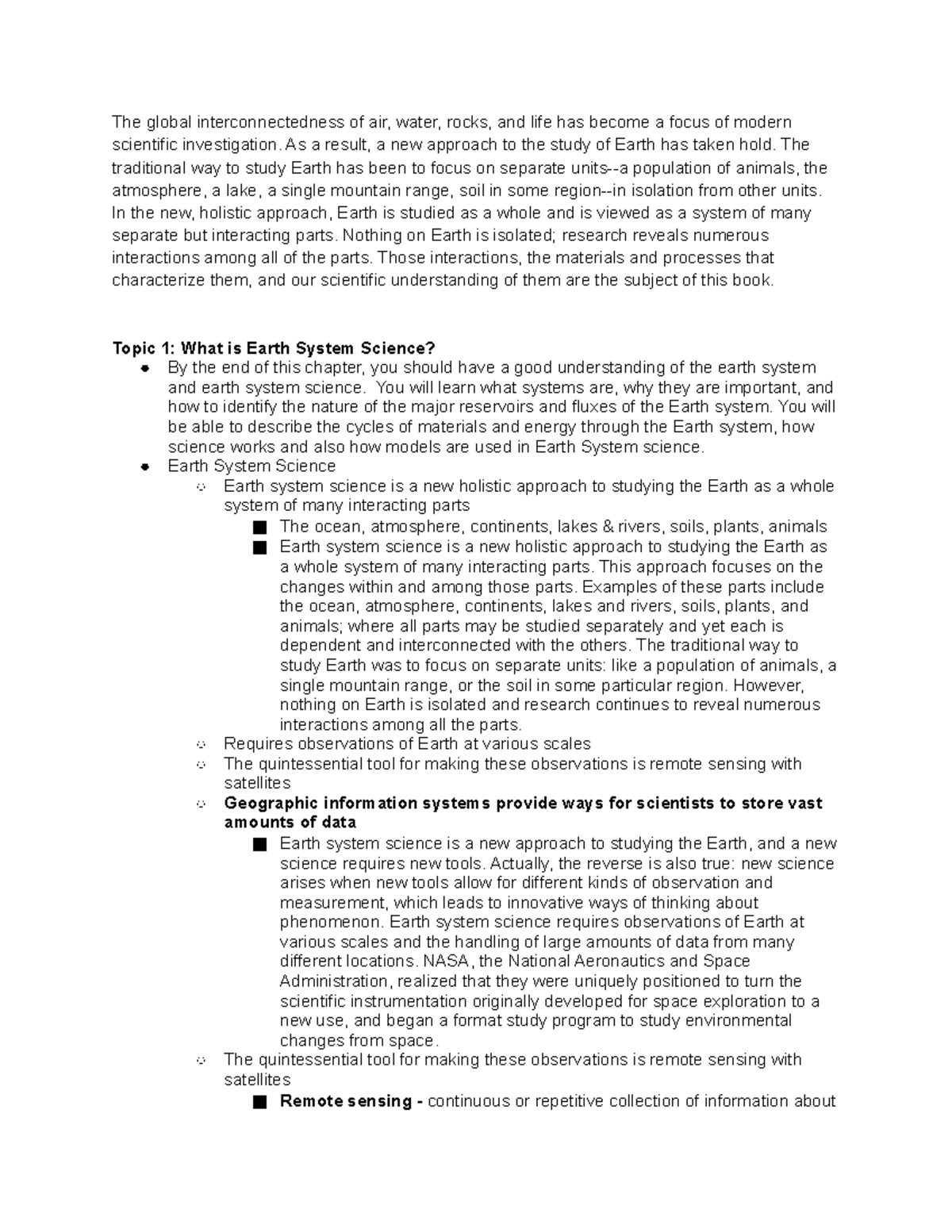 Chapter 1 The Earth System Our Place in Space - The global ...