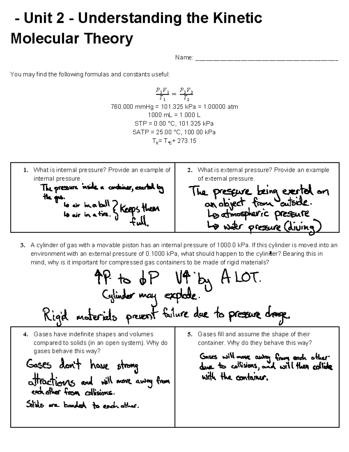 Kinetic Theory - Practice problems + Review - Unit 2 - Understanding ...