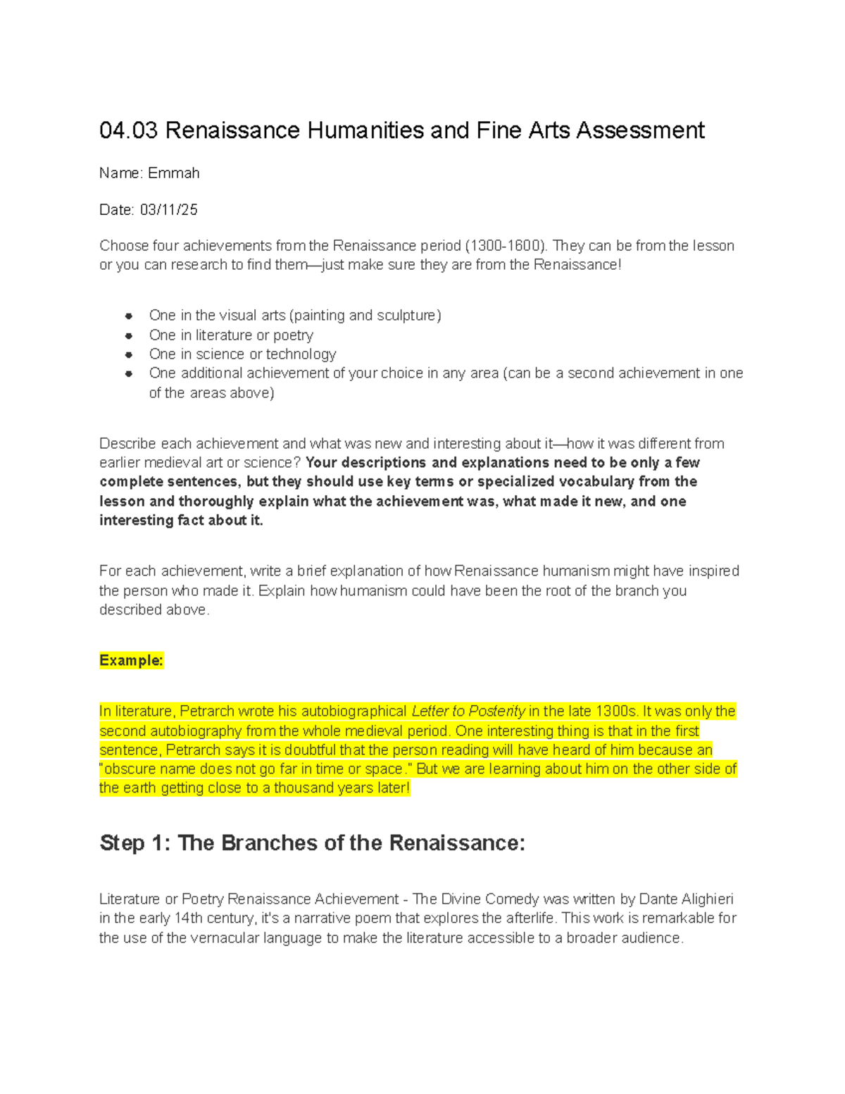 Renaissance Humanities & Fine Arts Assessment (4.03 v23) Overview - Studocu
