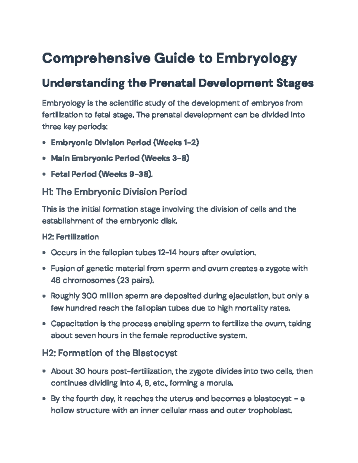 Comprehensive Guide to Embryology: Prenatal Development Stages ...