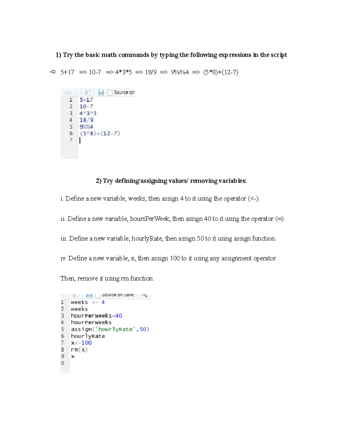 PEDA Lab 2: Basic Math Commands and Variable Management - Studocu