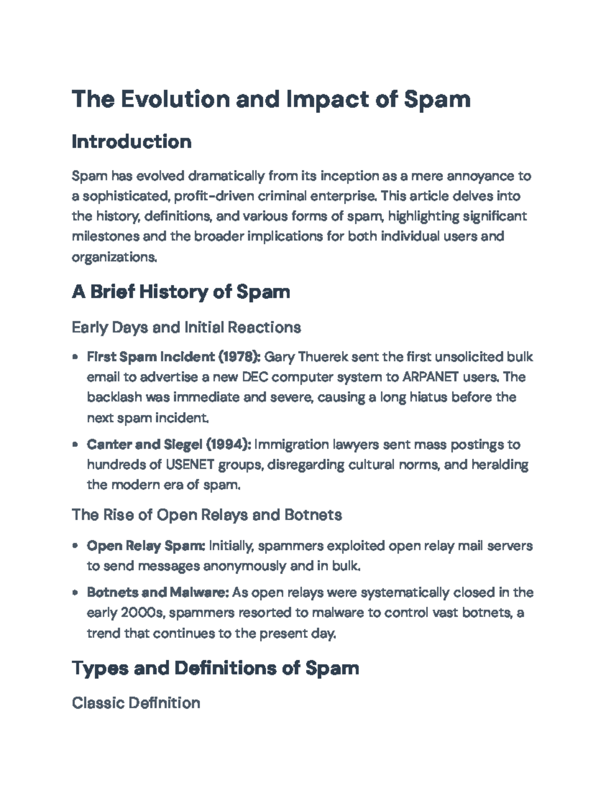 The Evolution and Impact of Spam: A Comprehensive Overview - The ...