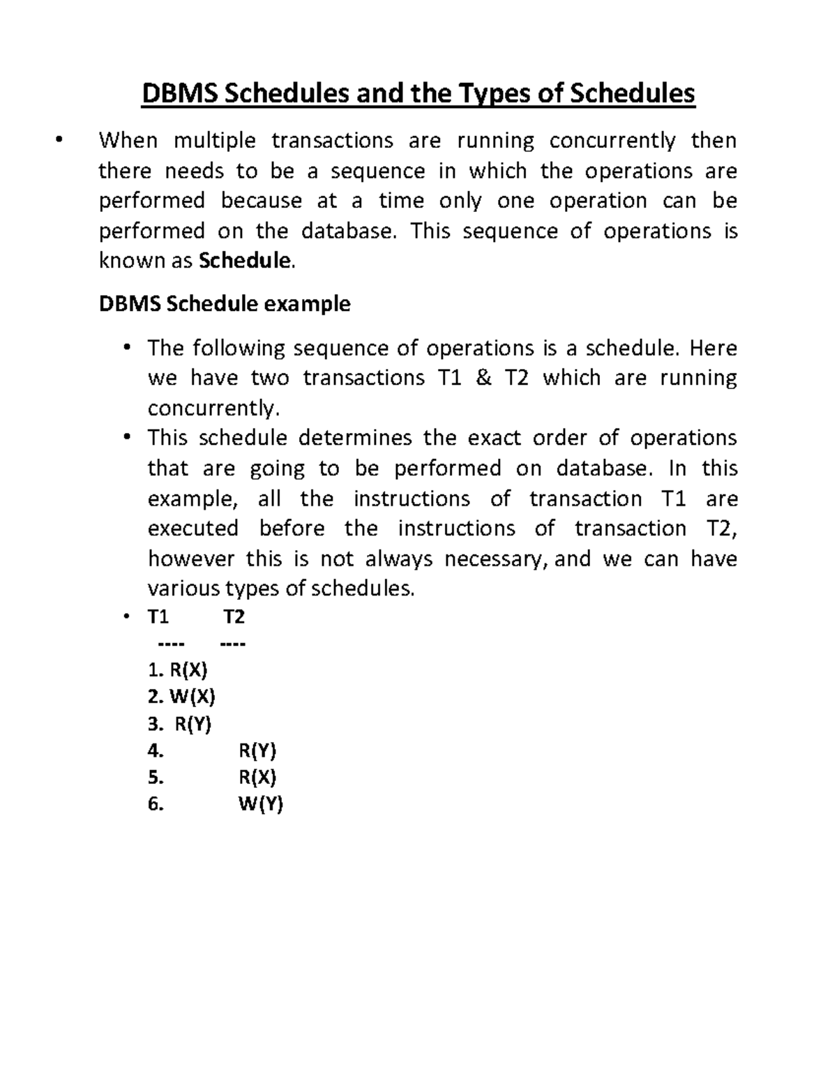 DBMS Schedules & Serializability: Types & Examples - Studocu