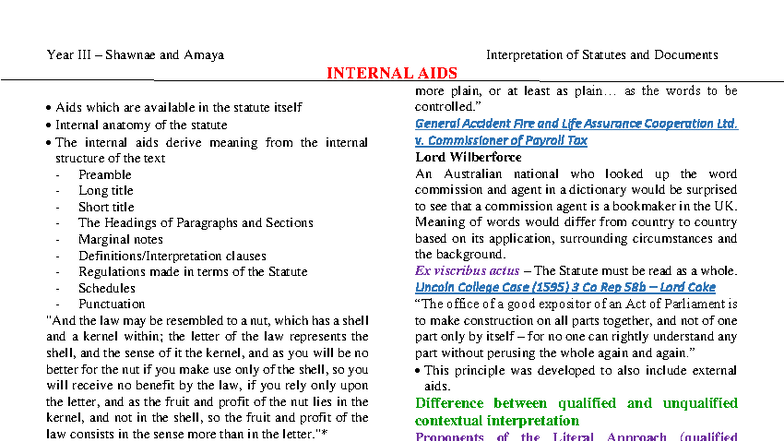 Internal Aids - interpretation - INTERNAL AIDS Aids which are available ...