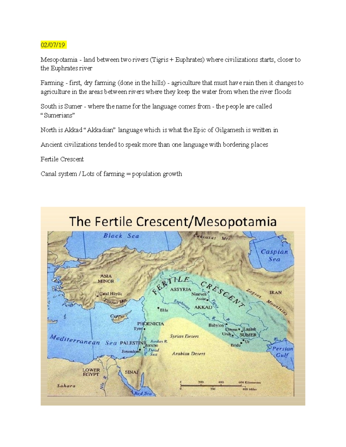 His 113 - Lecture notes all lectures - 02/07/ Mesopotamia - land ...