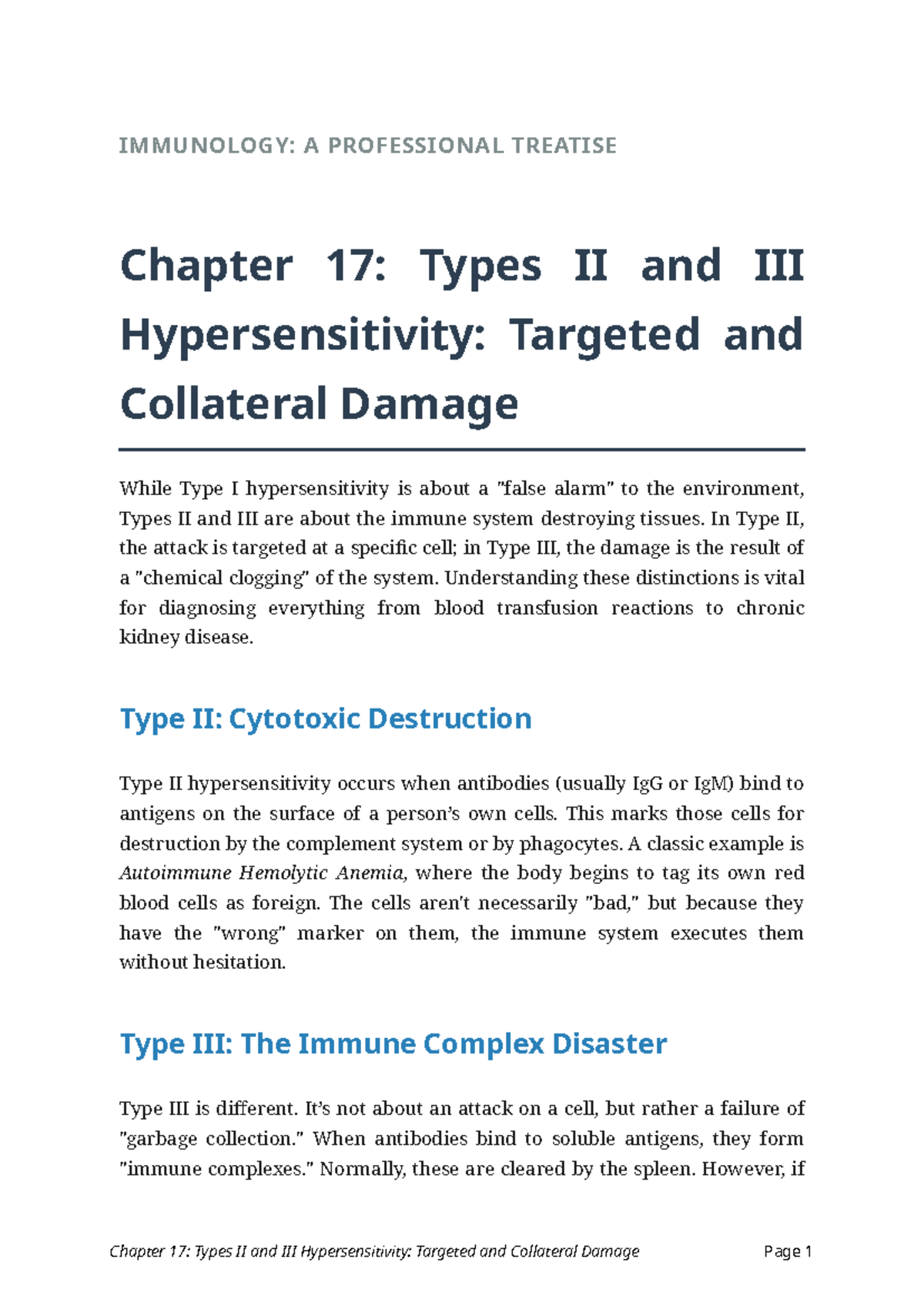 IMMUNOLOGY: Chapter 17 - Types II & Hypersensitivity Explained - Studocu